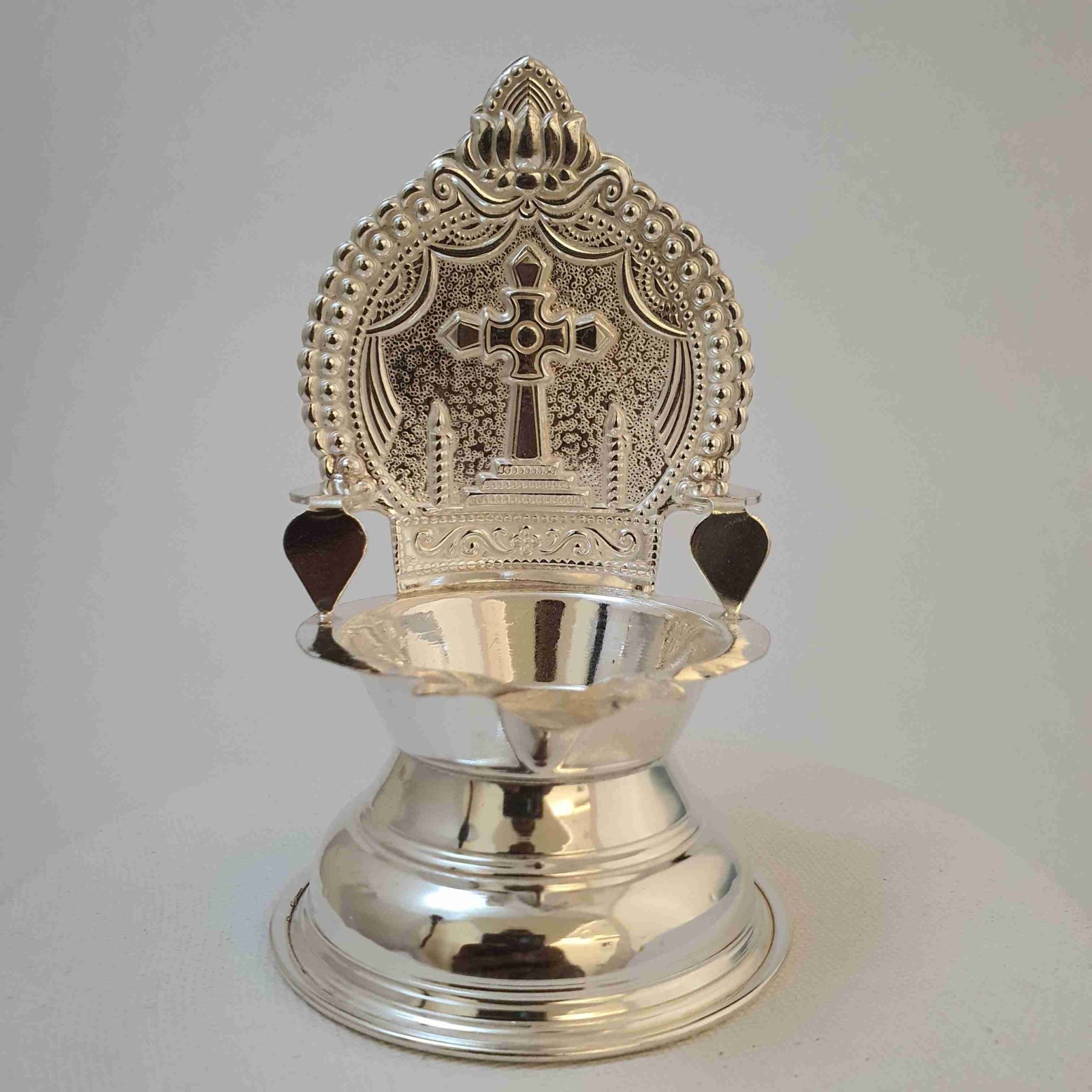 Buy Real Silver Lamp (Vilakku) & Silver Diya Online | Mohan Jewellery